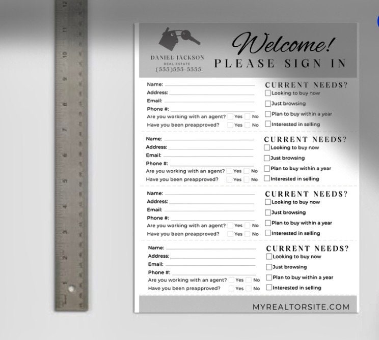 Open House Sign-in Sheet Template for Realtors and Real Estate Agents ...