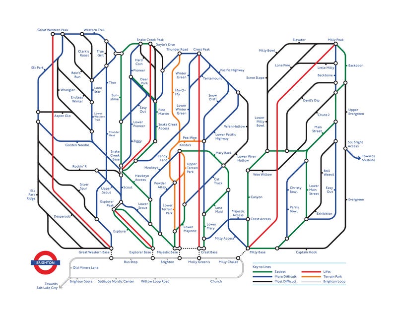 Brighton Ski Resort Underground Map - Etsy