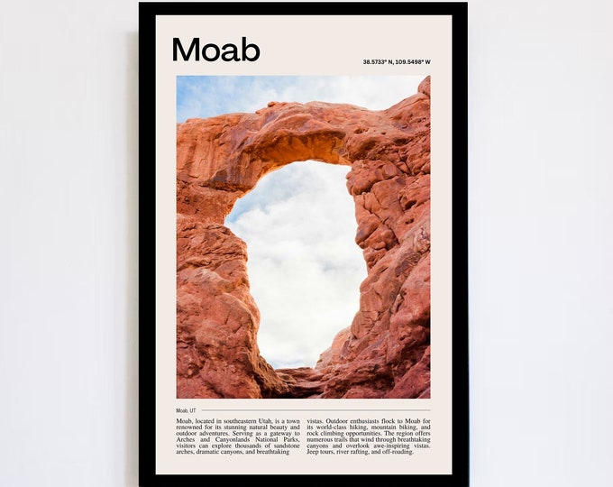 Moab, UT Poster | Travel Poster | Vintage Arches National Park Poster ...