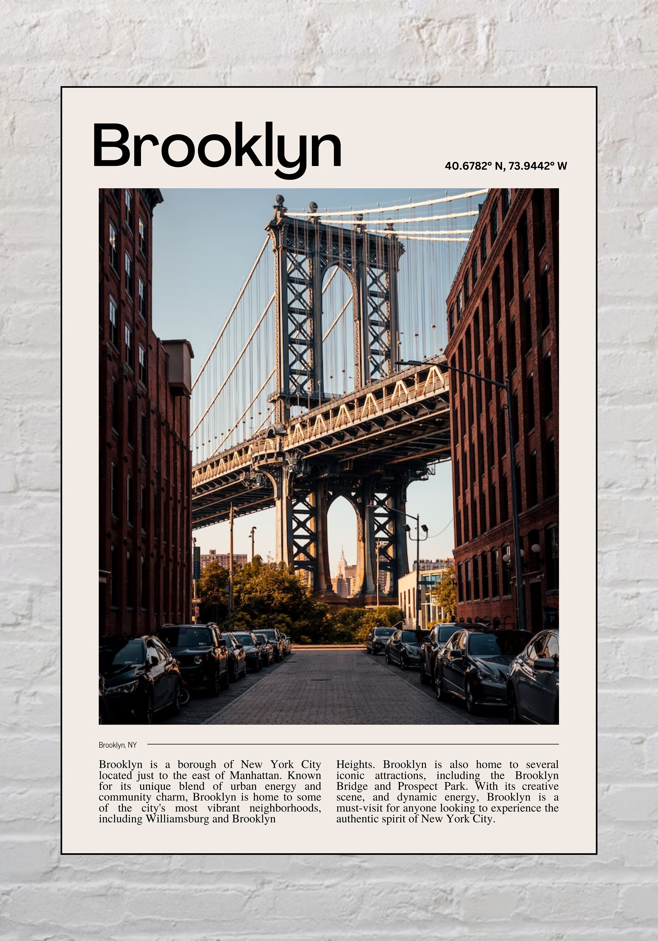 Brooklyn NY Poster | Travel Poster | Vintage Brooklyn Poster | Color ...