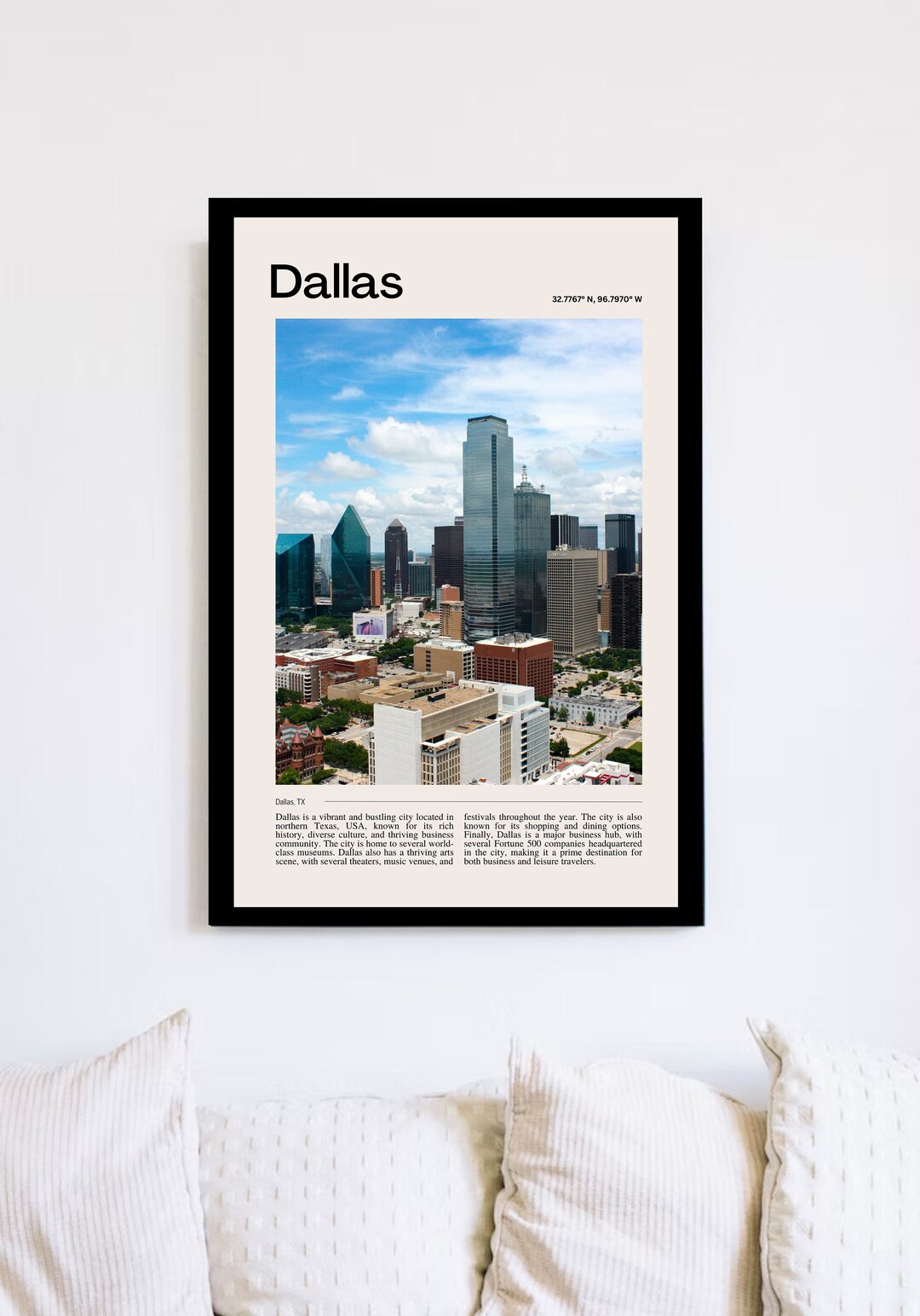Dallas, TX Poster Travel Poster Vintage Dallas Texas Poster Color ...