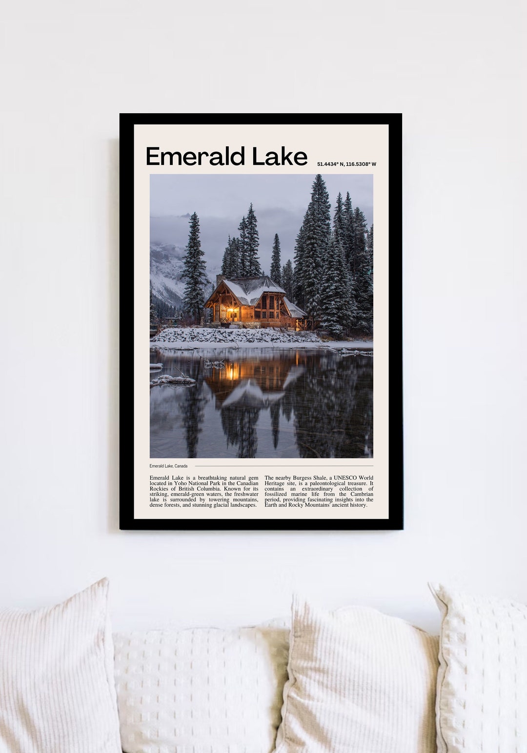 Emerald Lake, Canada Poster | Travel Poster | Winter Wonderland ...