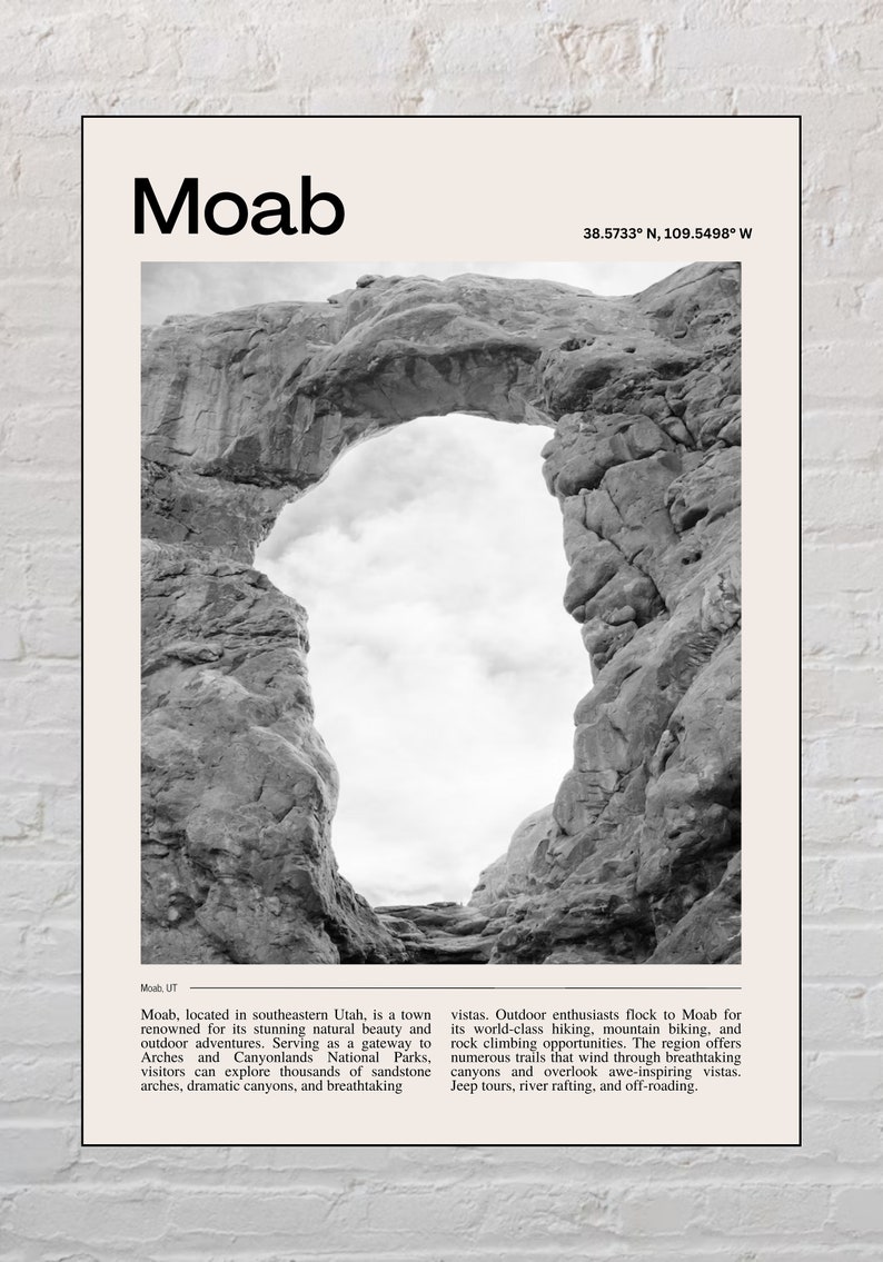 Moab, UT Poster | Travel Poster | Vintage Arches National Park Poster ...