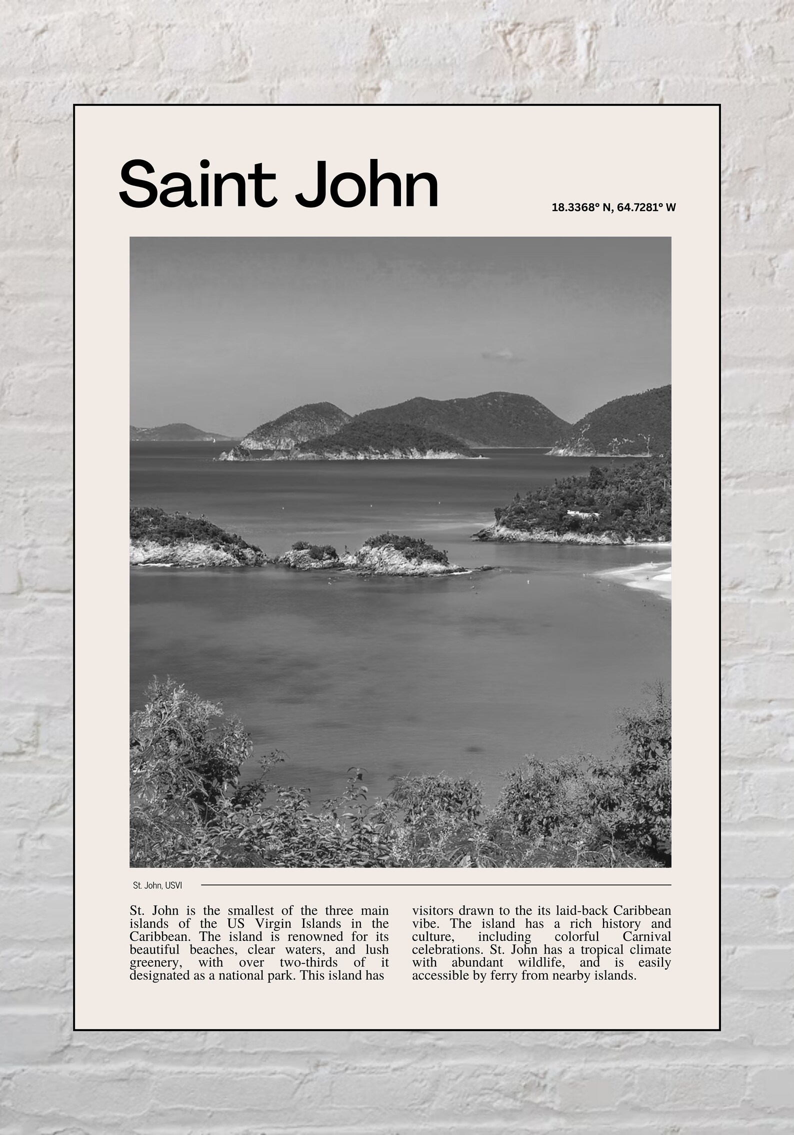 Saint John US Virgin Islands Poster | Travel Poster | Vintage St. John ...