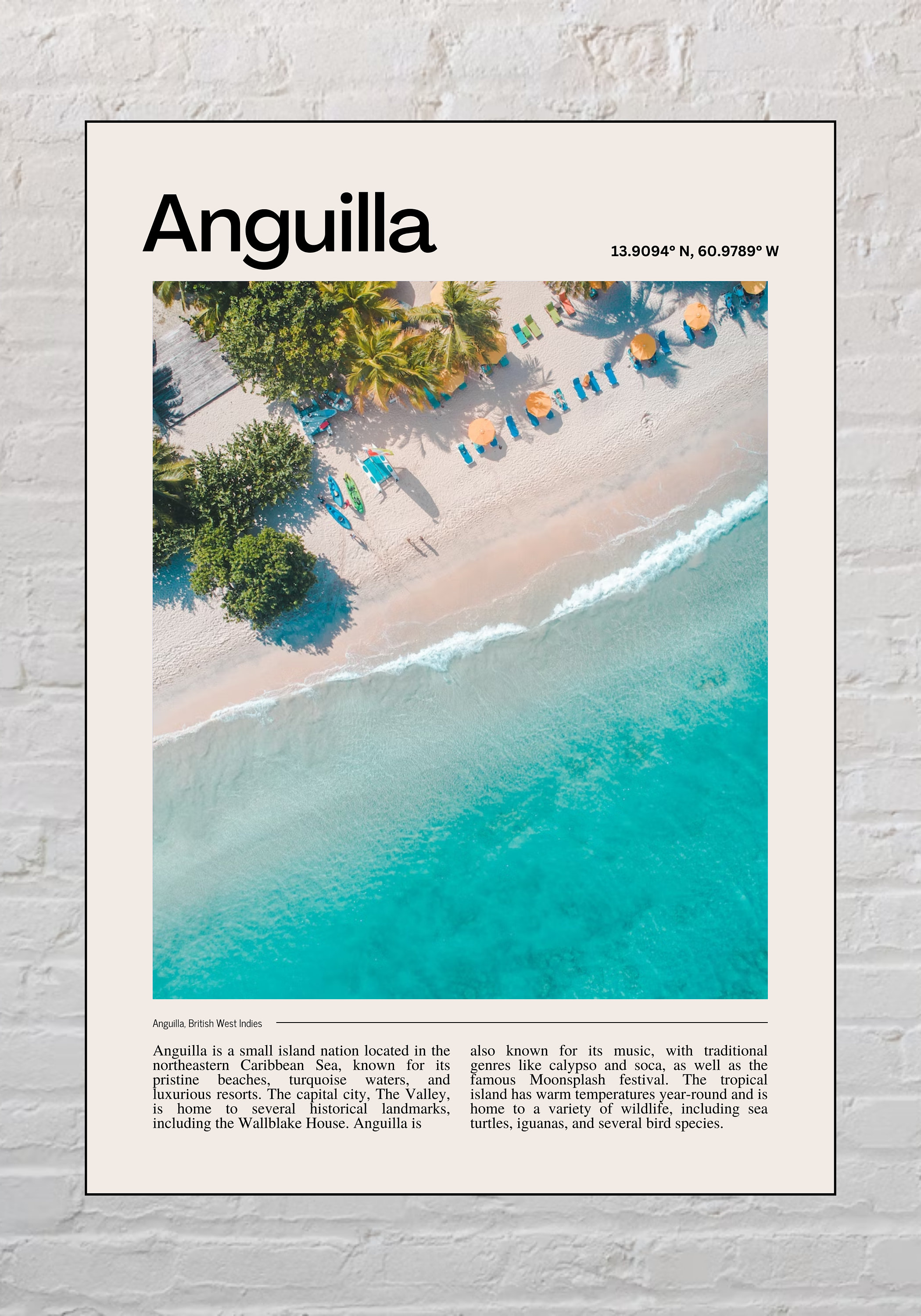 Anguilla Poster Travel Poster Vintage Anguilla Poster Color Digital ...