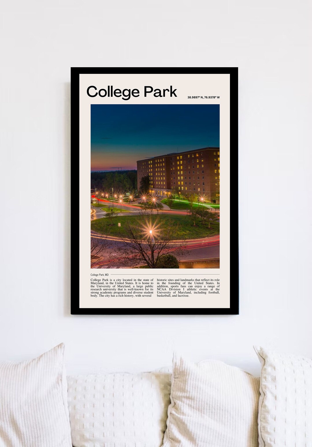 College Park MD Poster Travel Poster Vintage College Park Maryland ...