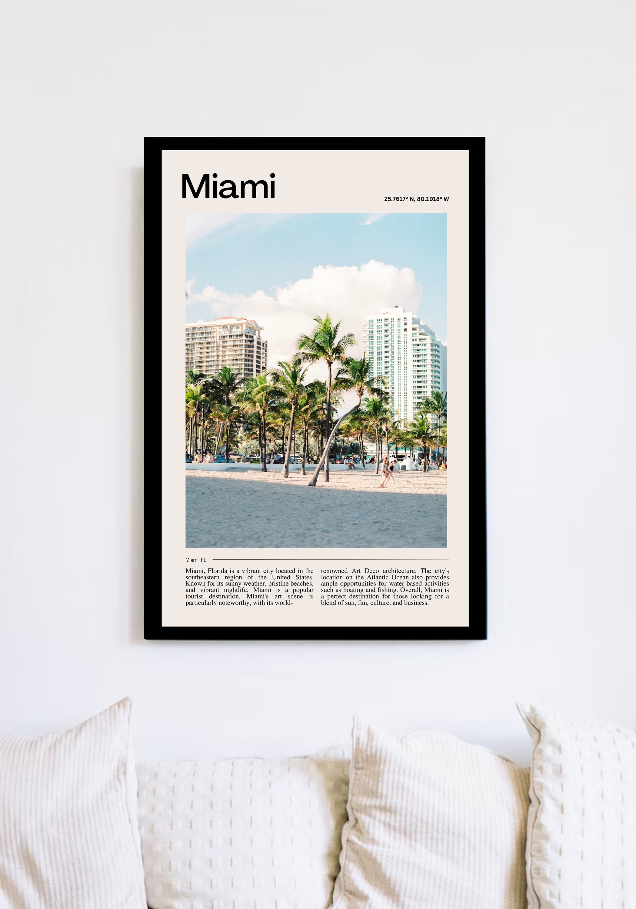 Miami, FL Poster Travel Poster Vintage Miami Florida Poster Color ...