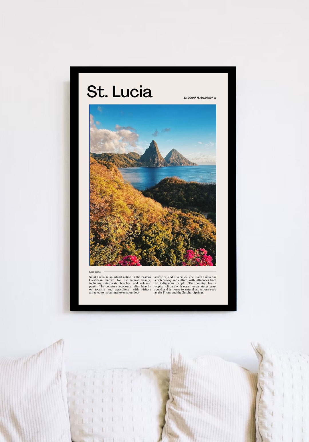 Saint Lucia Islands Poster | Travel Poster | Vintage St. Lucia Poster ...