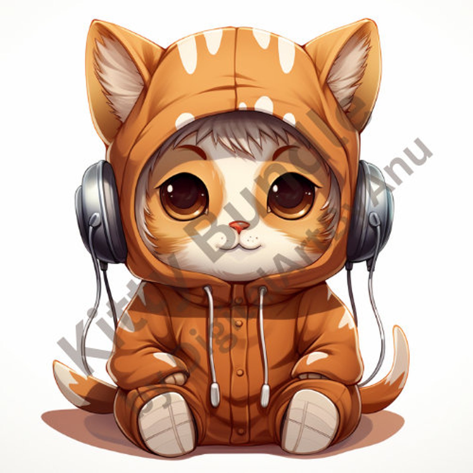 Cute Kitty Clip Art Illustrations PNG, Kawaii Kitty Cat PNG, Commercial ...