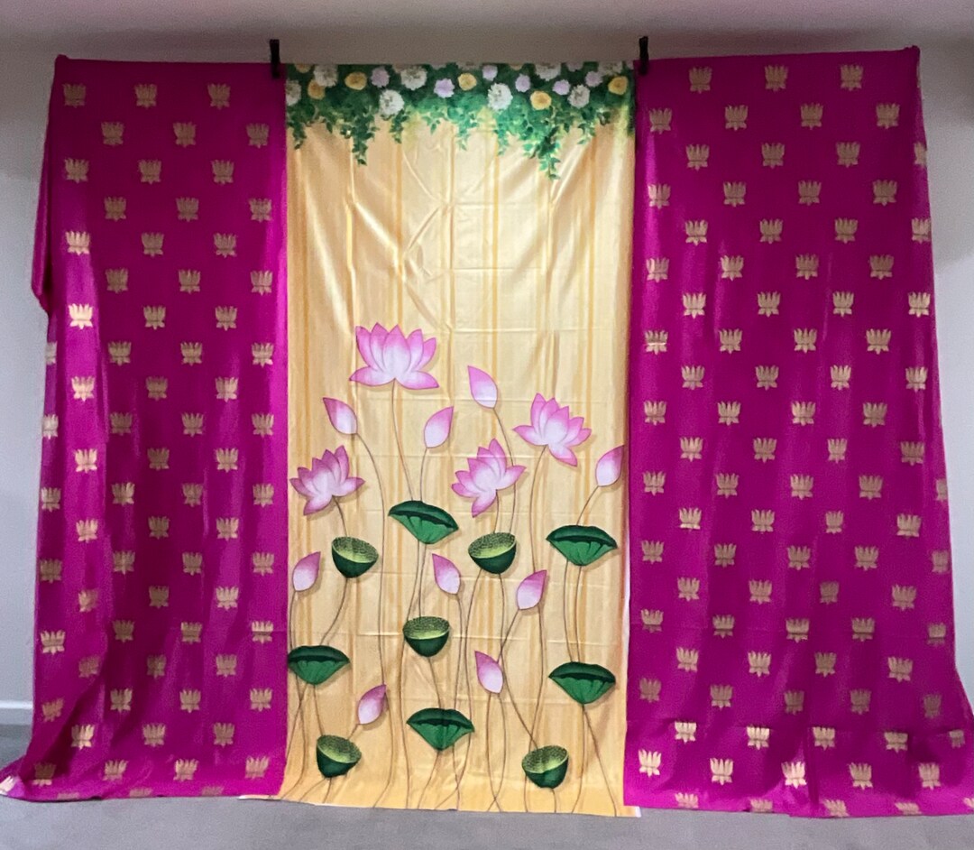 Indian Pooja Backdrop: Lotus Design, Housewarming Decoration - Etsy