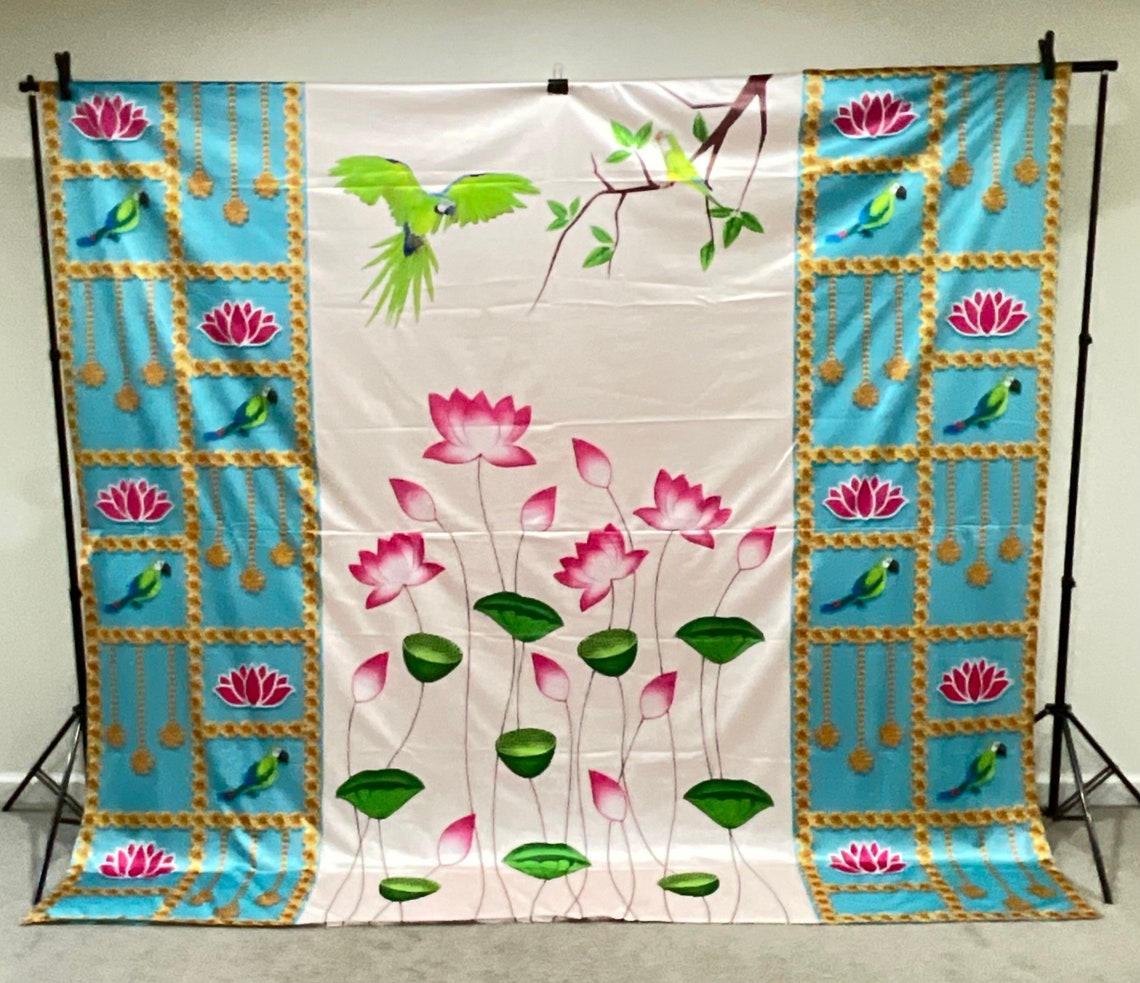 Indian Pooja Backdrop: Lotus Design, Housewarming Decoration - Etsy