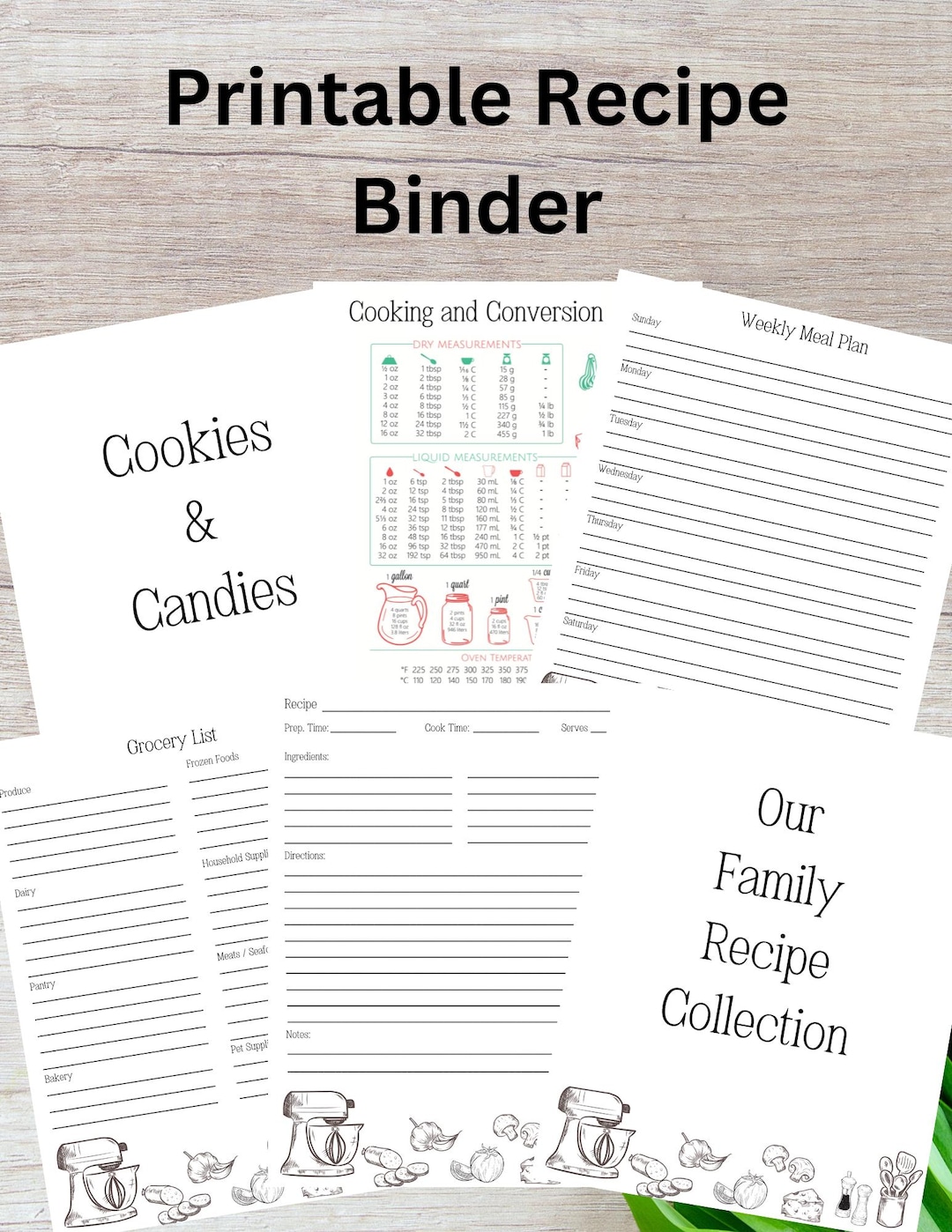 Printable Recipe Binder Cooking Themed - Etsy