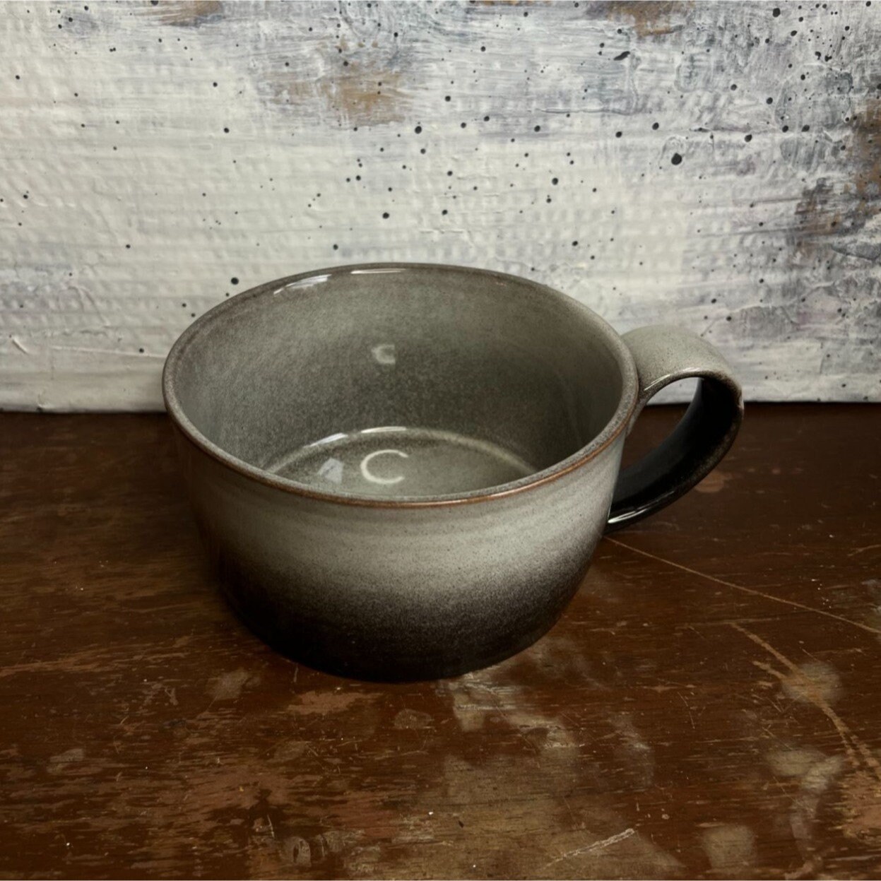 Gray Pottery Stoneware Large Mug, Glaze Ceramic Soup Bowl With Handle ...
