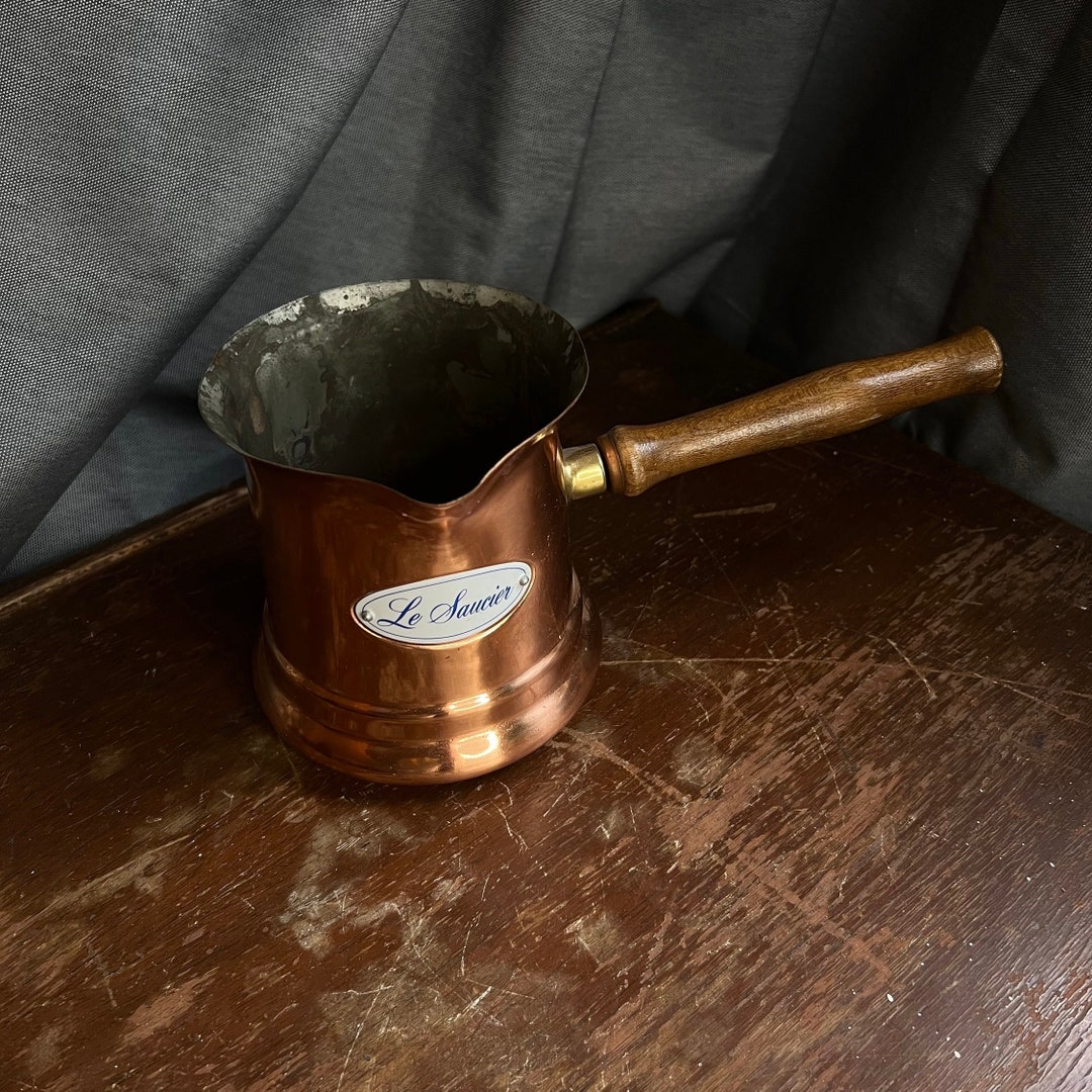 Vintage Teleflora Copper Saucier With Wooden Handle, Sauce Pot "le ...