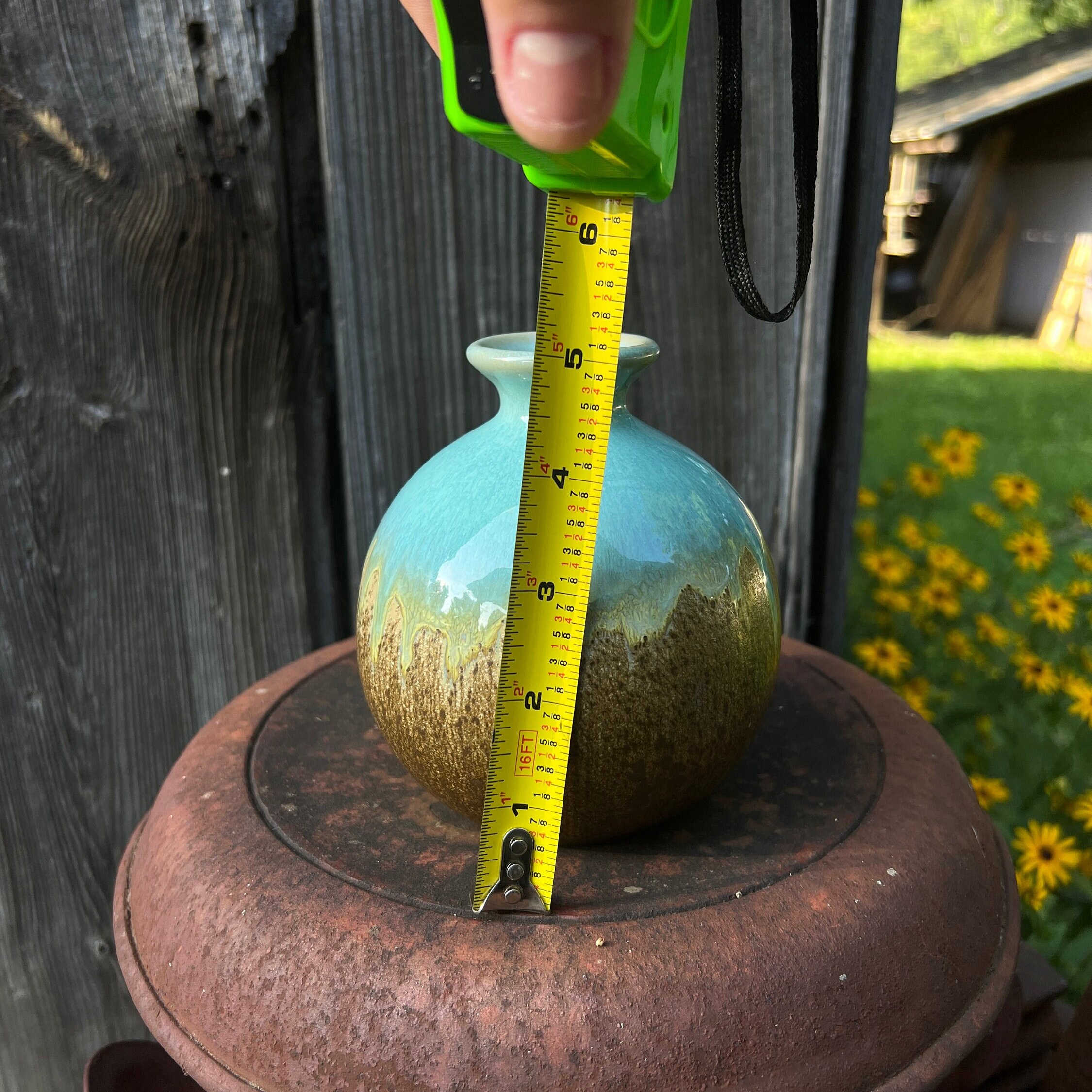 Vintage Art Glass Pottery Vase, Clay Pottery 1970, Textured Crystalline ...