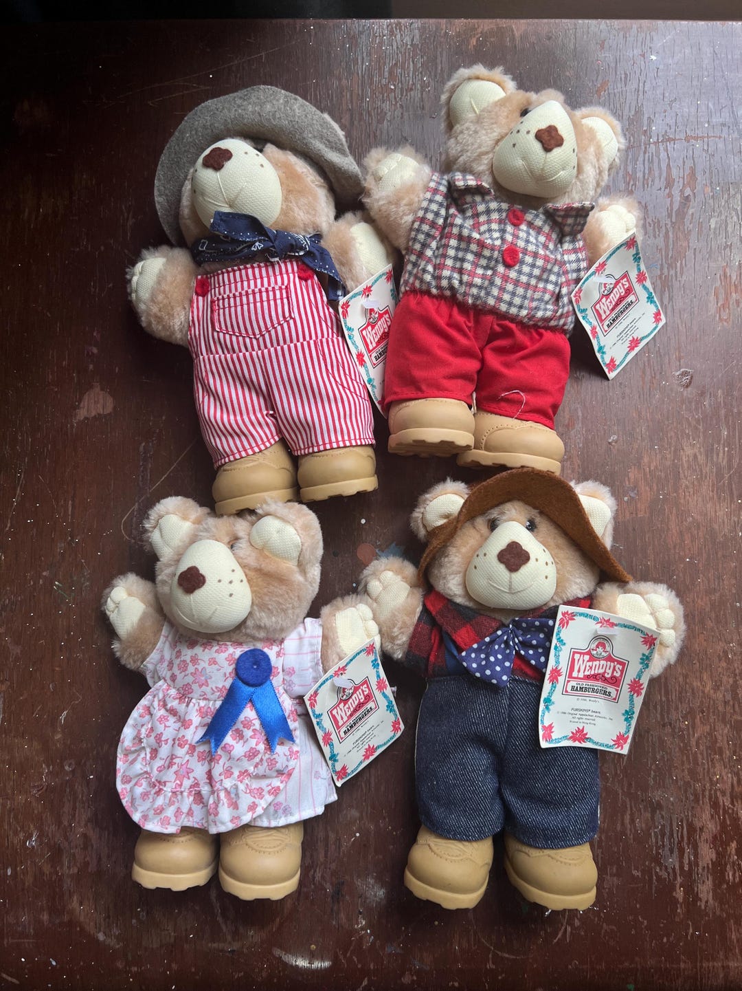 Vintage 1986 Wendy's Furskins Hattie, Boone & Dudley Bears 7" Plush ...