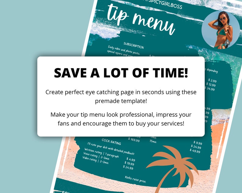 Onlyfans Editable Tip Menu Template for Fansly, Cam Girl, Adult ...