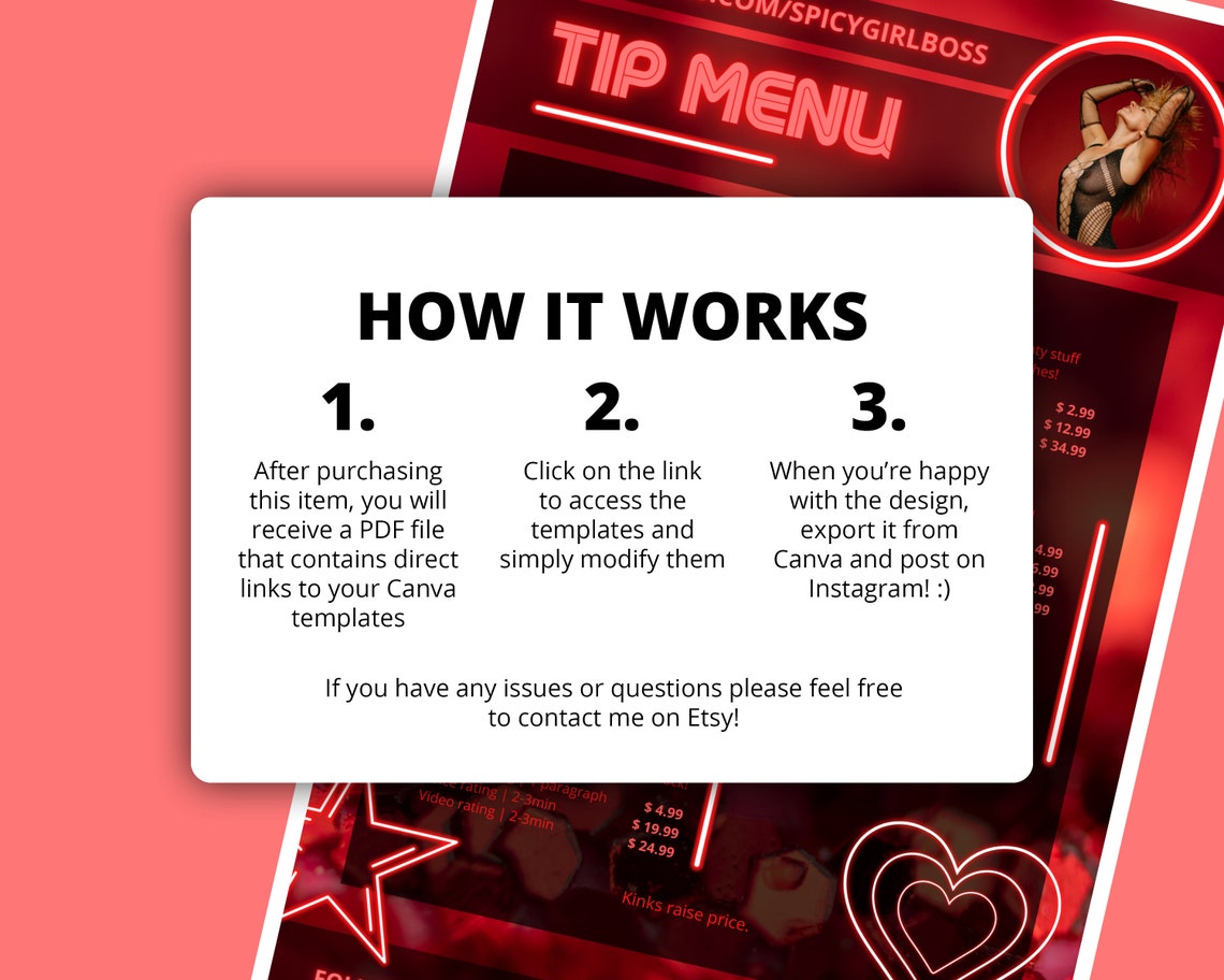 Onlyfans Editable Tip Menu Template for Fansly, Cam Girl, Adult ...