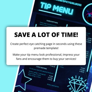 Onlyfans Editable Tip Menu Template | for Fansly, Cam Girl, Adult ...