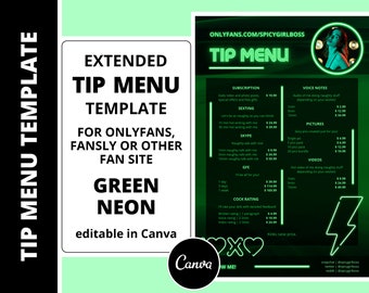 Onlyfans Editable Tip Menu Template for Fansly Niteflirt - Etsy