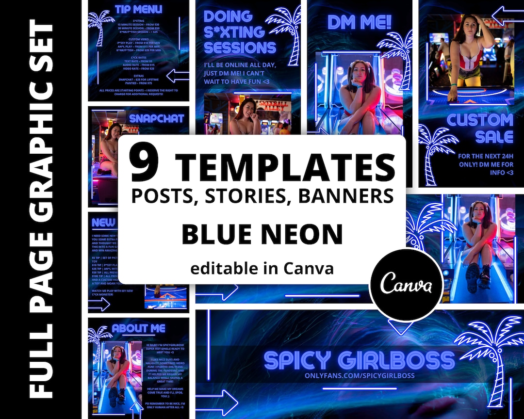 Onlyfans Full Page Graphic Template Set for Fansly, Cam Girl, Adult ...