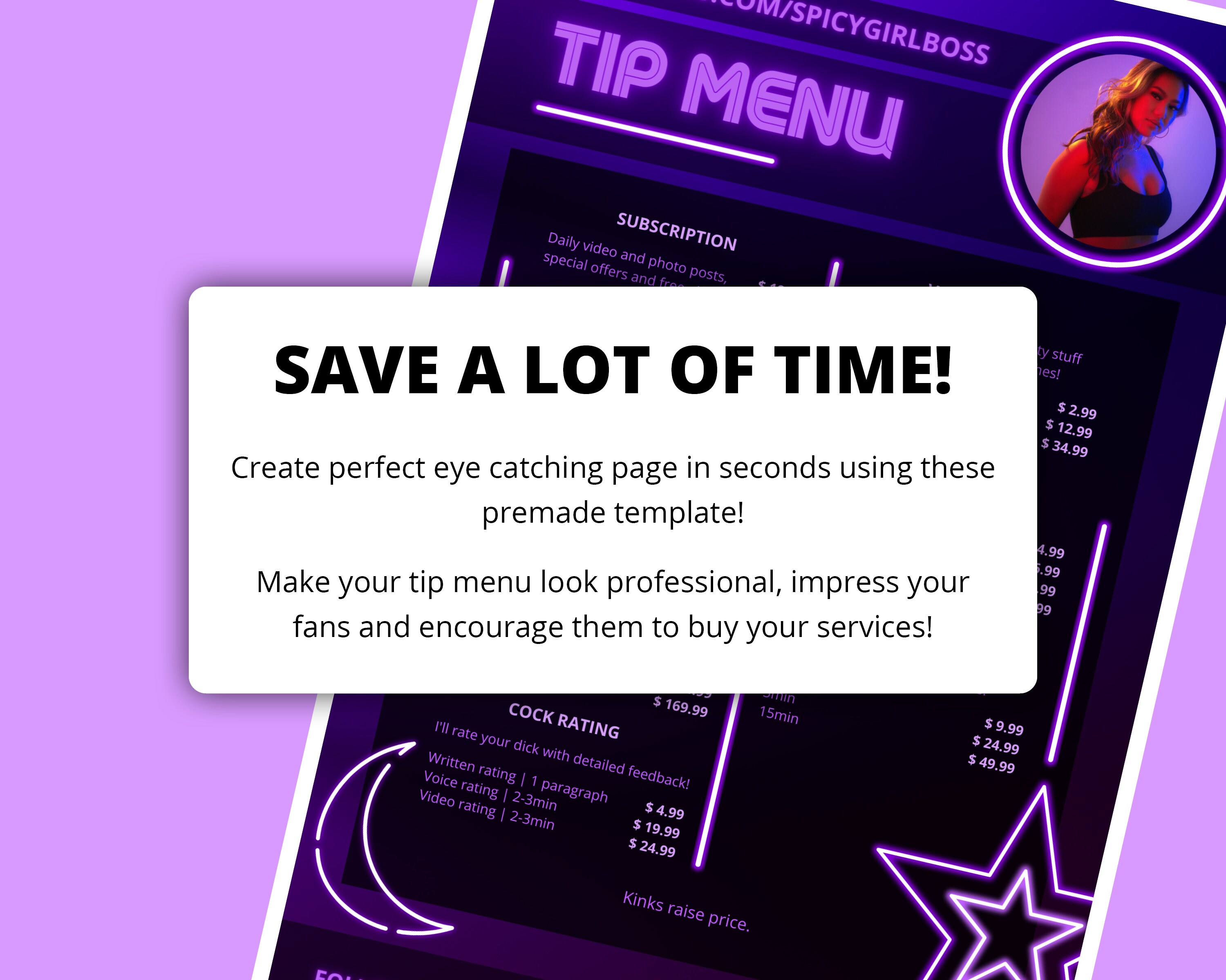 Onlyfans Editable Tip Menu Template | for Fansly, Cam Girl, Adult ...