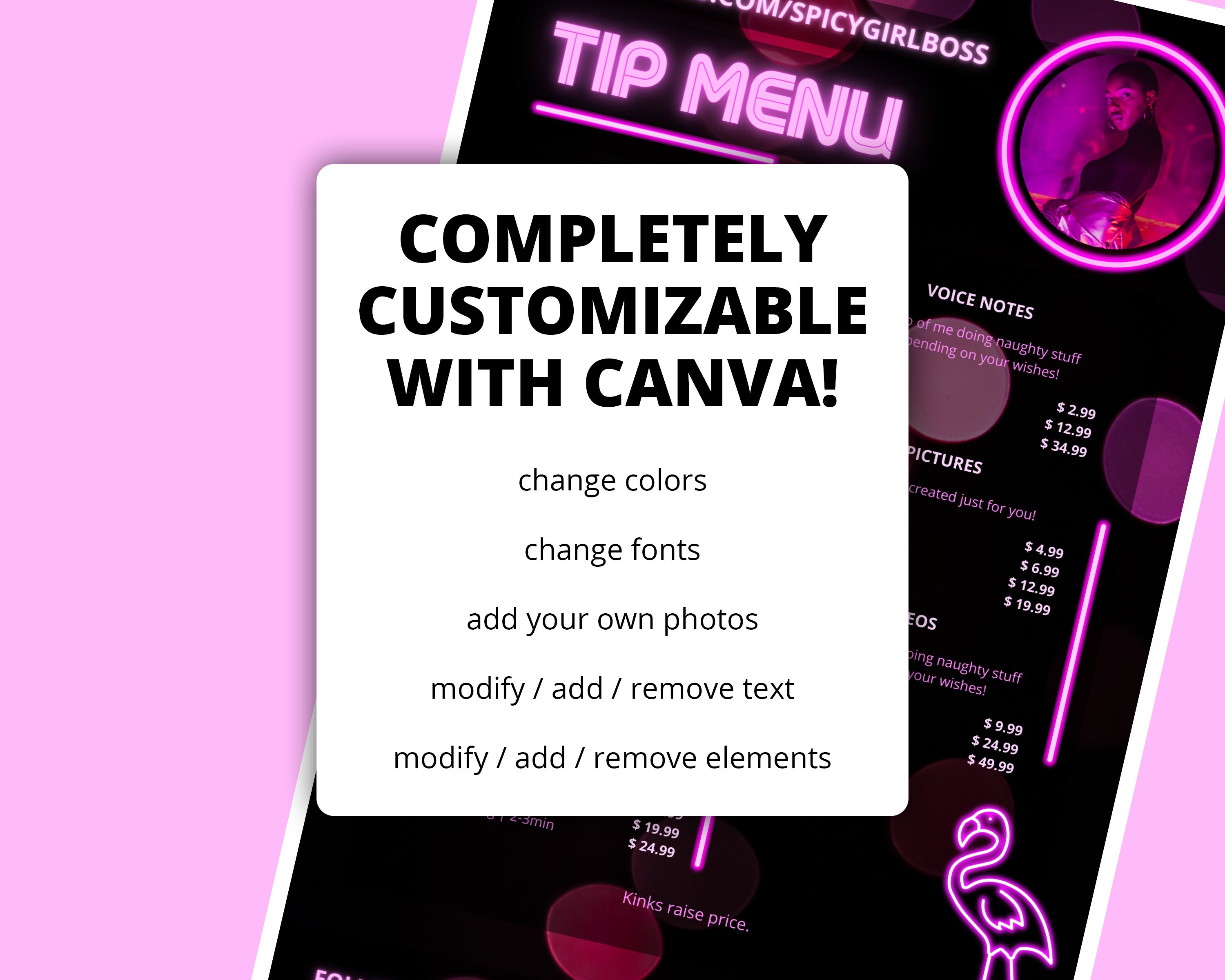 Onlyfans Editable Tip Menu Template for Fansly, Cam Girl, Adult ...