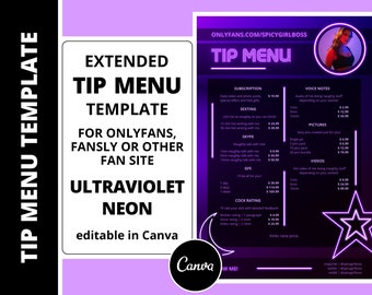 Onlyfans Editable Tip Menu Template for Fansly Niteflirt - Etsy