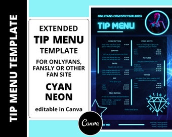 Onlyfans Editable Tip Menu Template for Fansly Niteflirt - Etsy