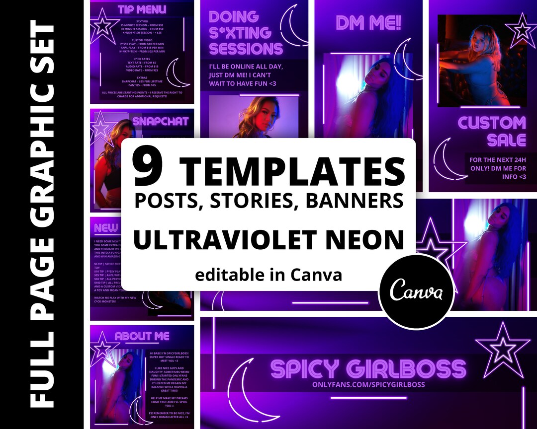Onlyfans Page Graphic Template Set for Fansly, Cam Girl, Adult Content ...