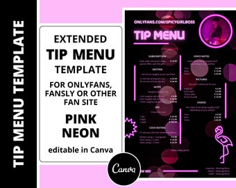 Onlyfans Editable Tip Menu Template for Fansly Niteflirt - Etsy