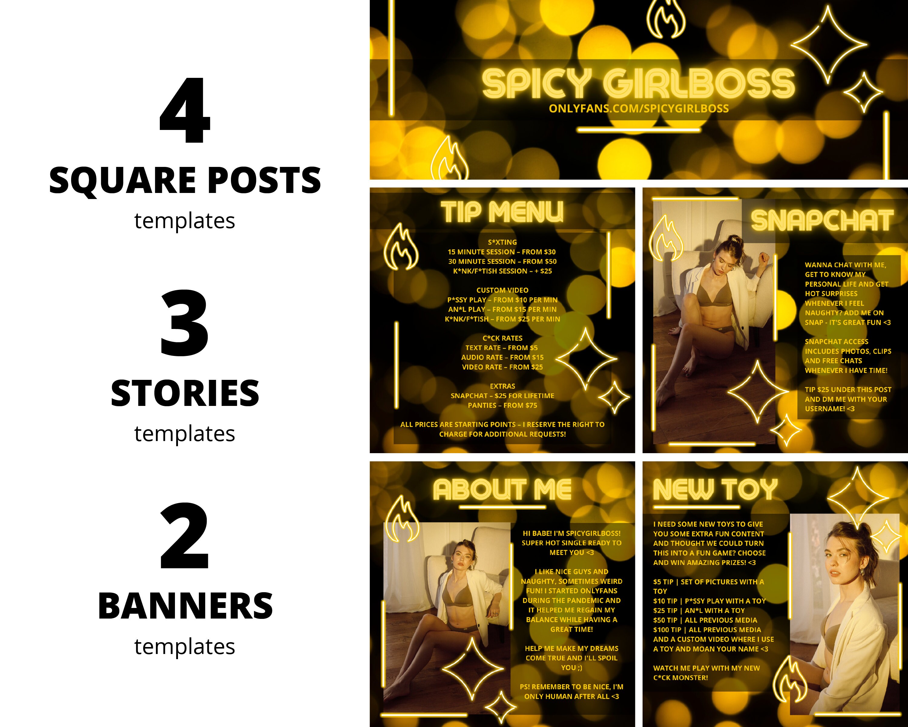 Onlyfans Full Page Template Set Full Page Graphic for Fansly, Cam Girl ...