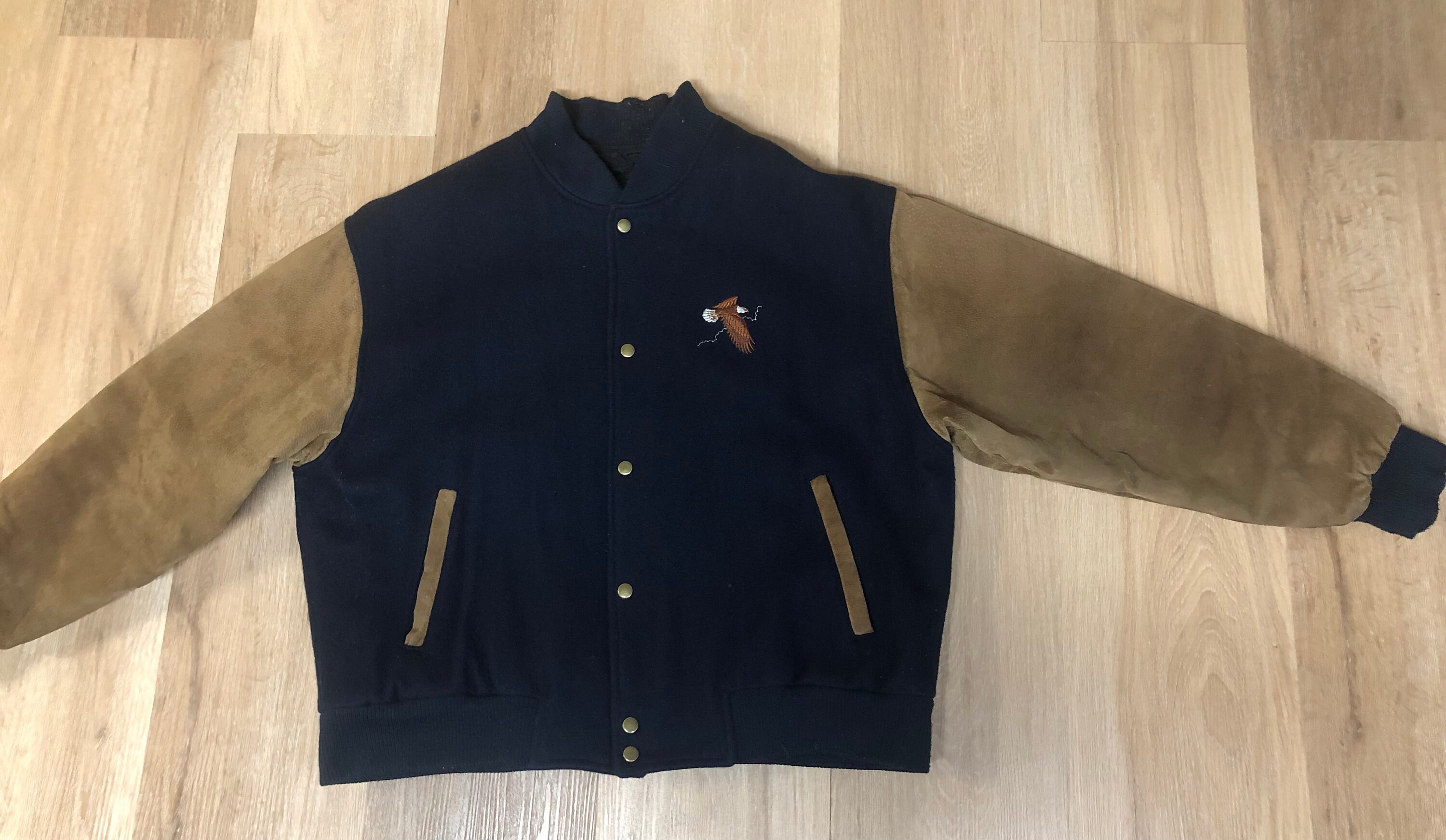 Mens Varsity Jacket Genuine Leather Sleeve and Wool - Etsy