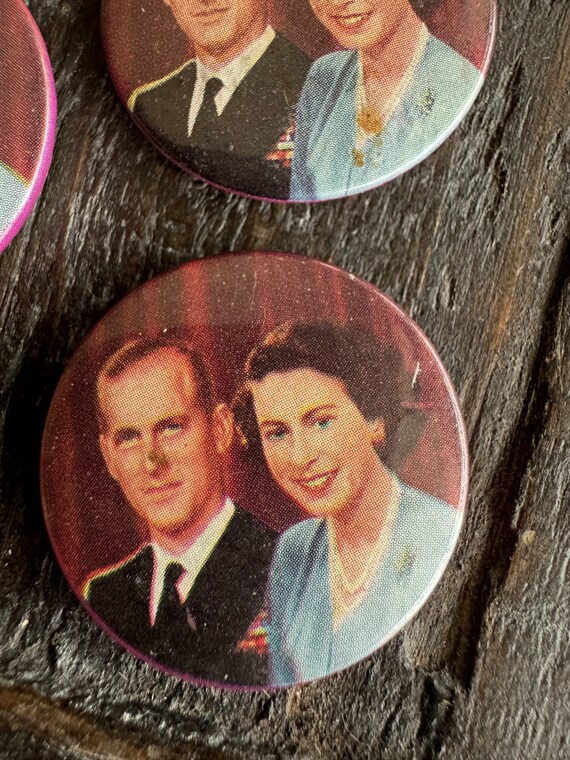 Vintage Queen Elizabeth II and Prince Phillip Pins - Gem