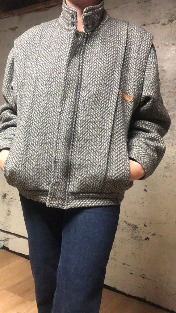 Vintage Bomber Jacket Herringbone Pattern - Gem