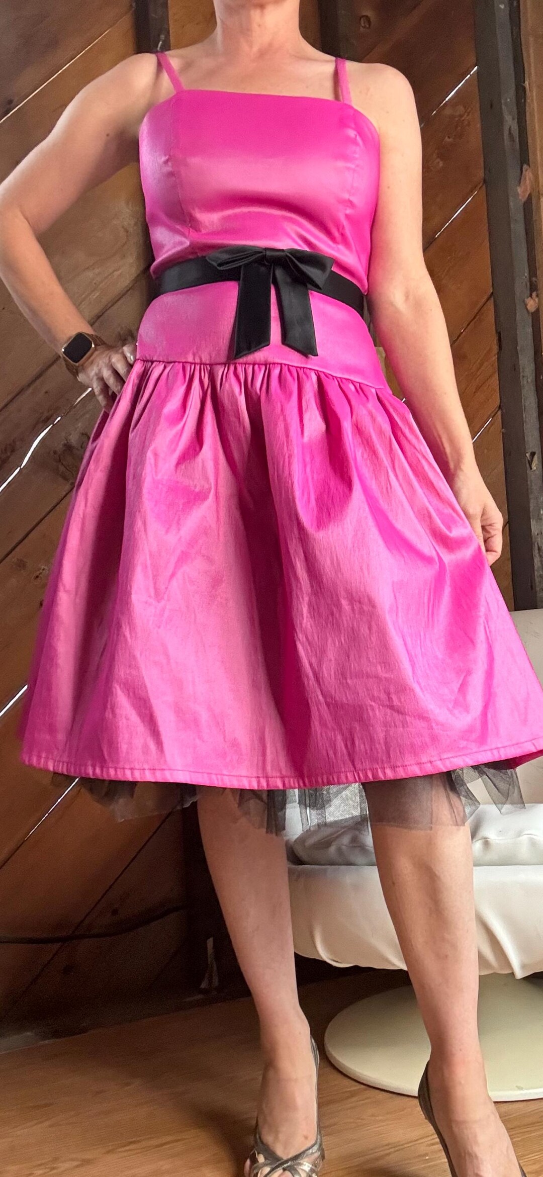 80s Fashion Bright Pink Dress With Tulle - Etsy