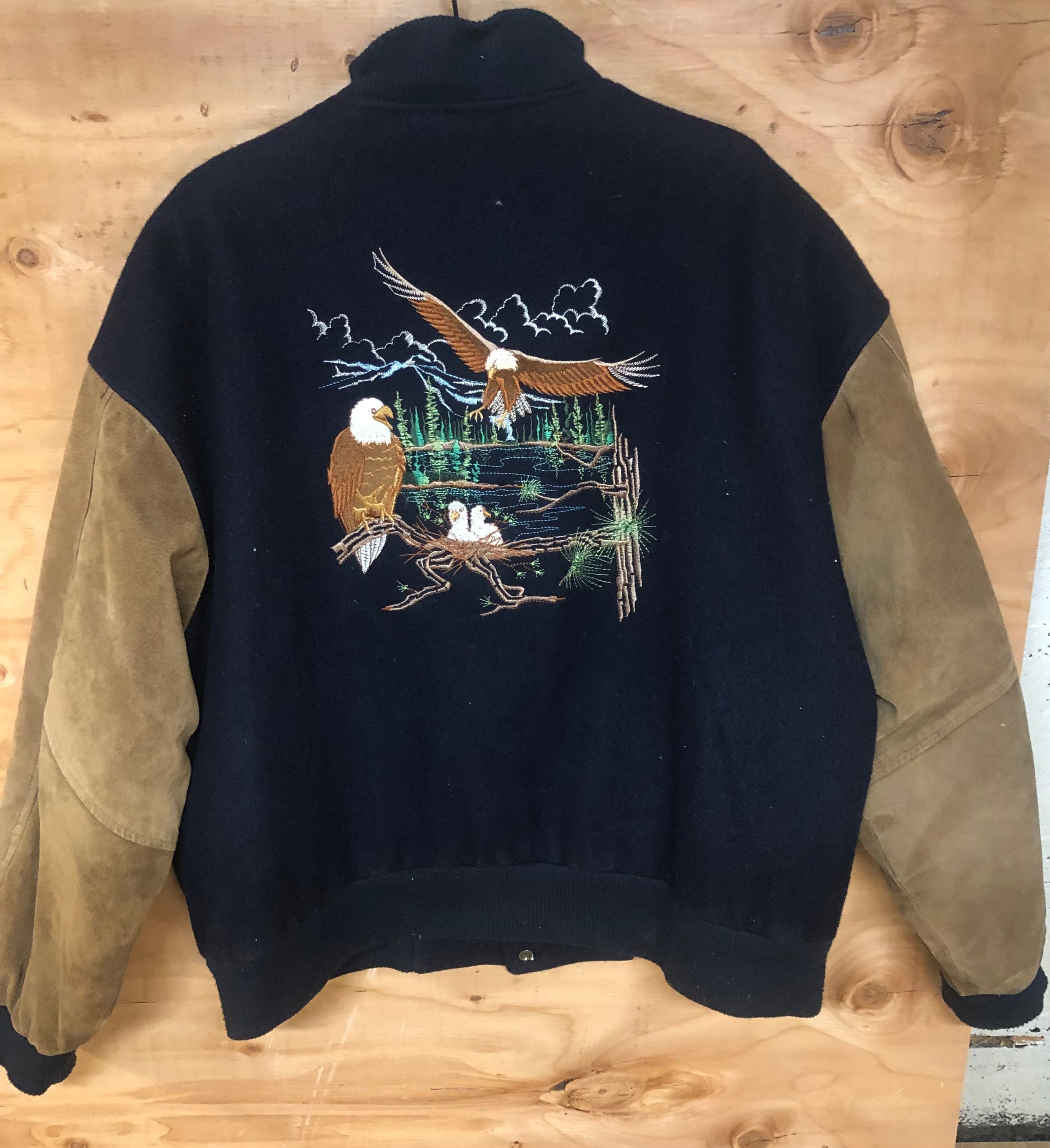 Mens Varsity Jacket Genuine Leather Sleeve and Wool - Etsy