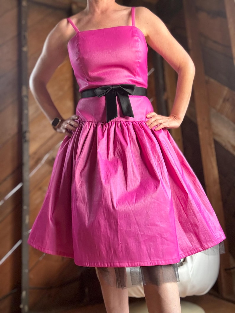 80s Fashion Bright Pink Dress With Tulle - Etsy