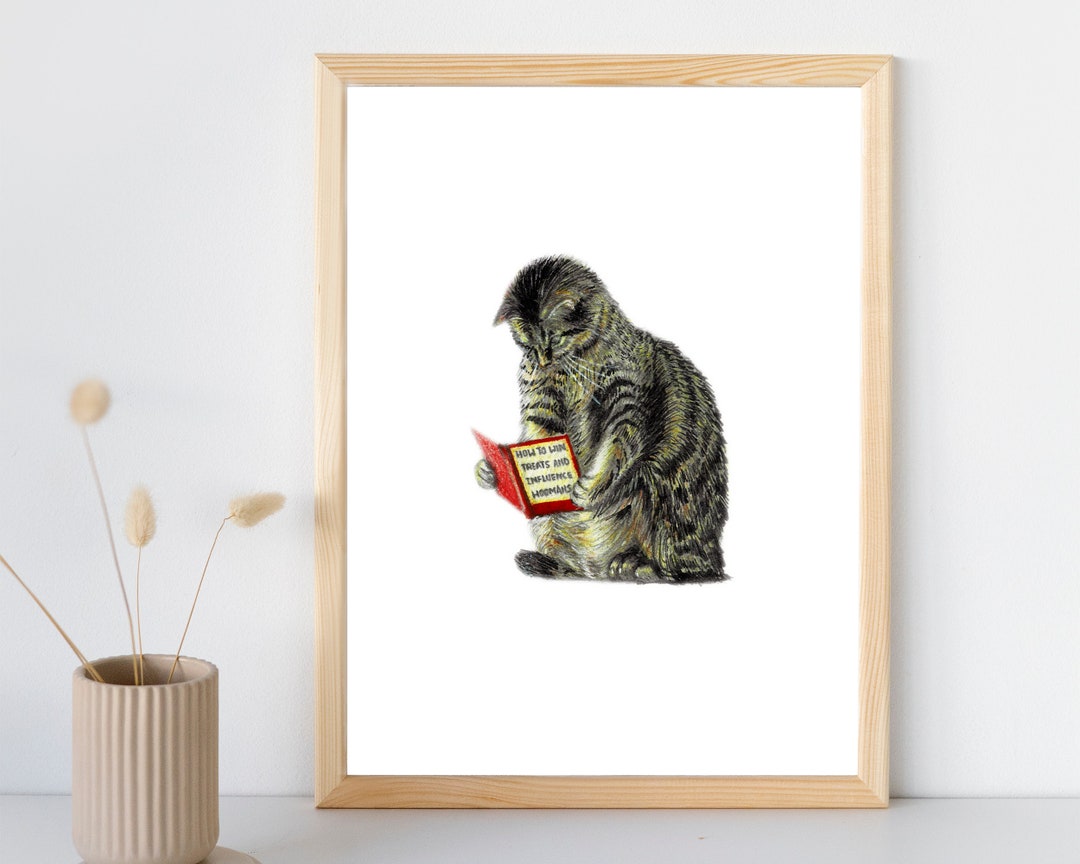 Smart Cat Artwork Digital Download Printable Wall Art for Cat Lovers ...