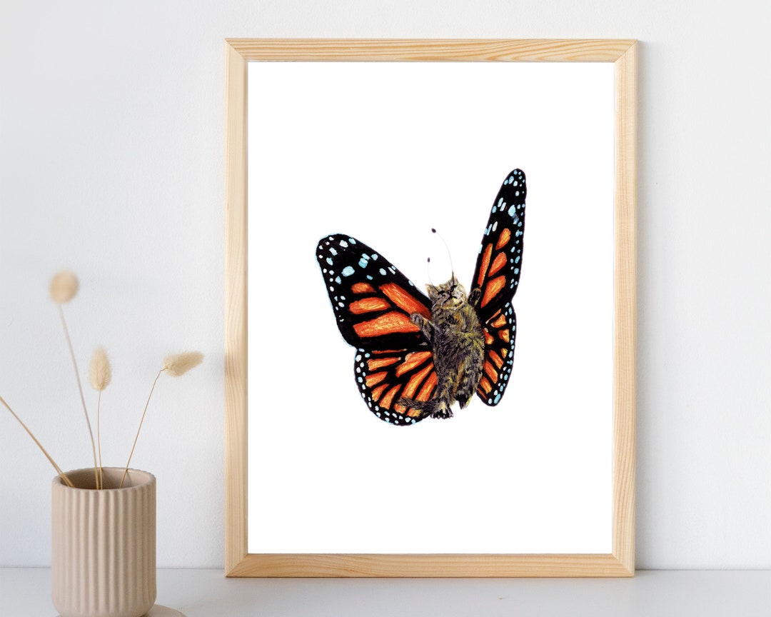 Butterfly Cat Artwork Digital Download Printable Wall Art for Cat ...