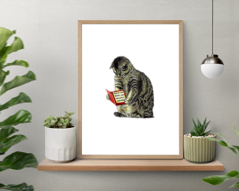 Smart Cat Artwork Digital Download Printable Wall Art for Cat Lovers ...