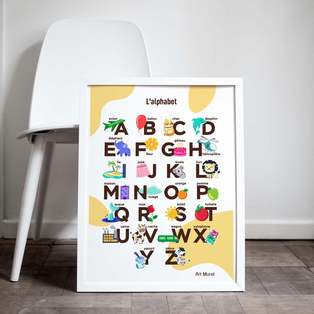 French Alphabet Poster – Bilingual Kids Digital Download Wall Art ...
