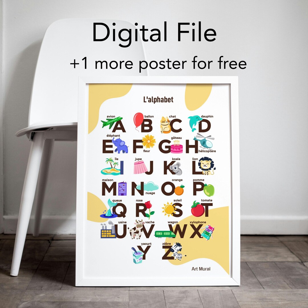 French Alphabet Poster - Bilingual Kids Digital Download Wall Art ...