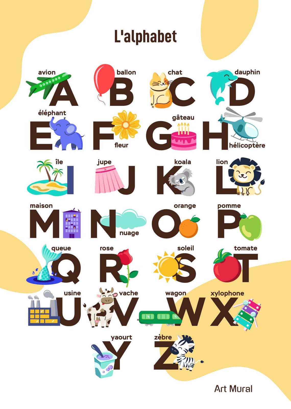 French Alphabet Poster Digital Download | L'alphabet A2 Printable ...