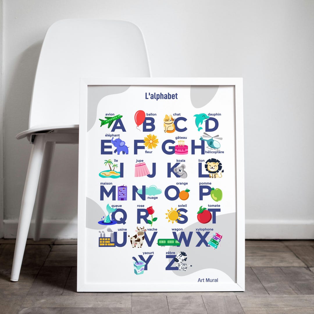 French Alphabet Poster: Educational Art Print for Kids (digital ...