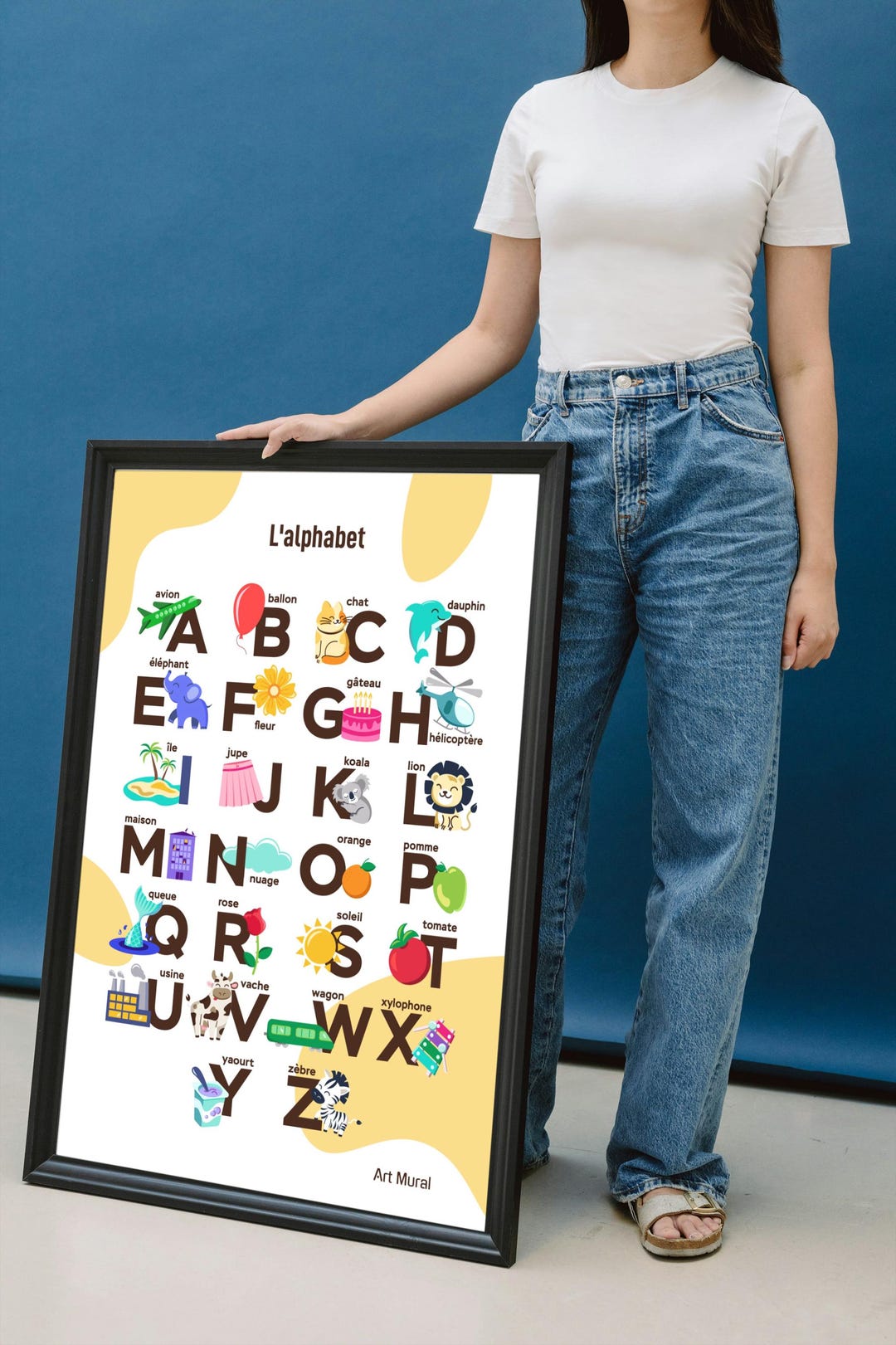 French Alphabet Poster A2/A3, French ABC Wall Art, Bilingual Kids ...