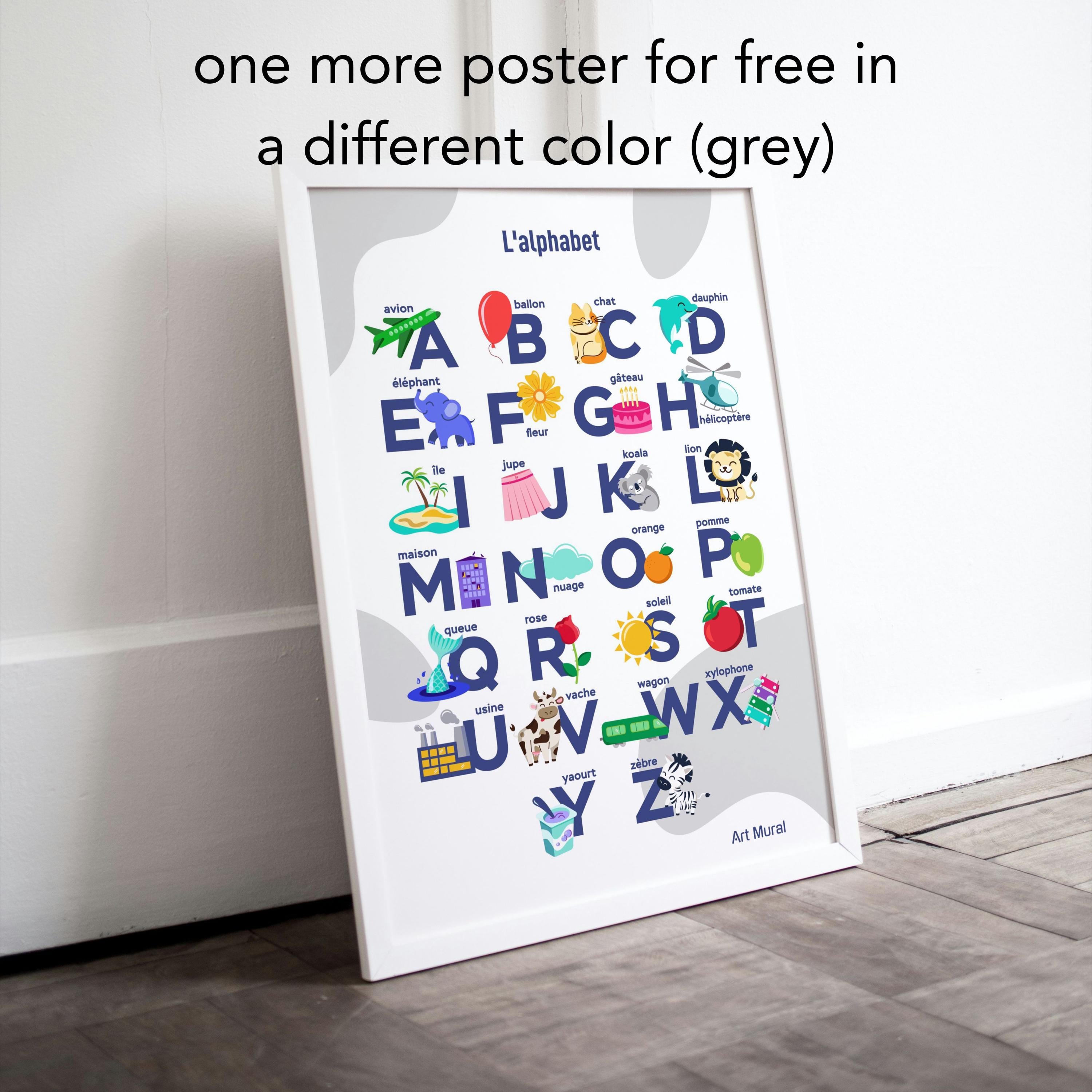 French Alphabet Poster - Bilingual Kids Digital Download Wall Art ...