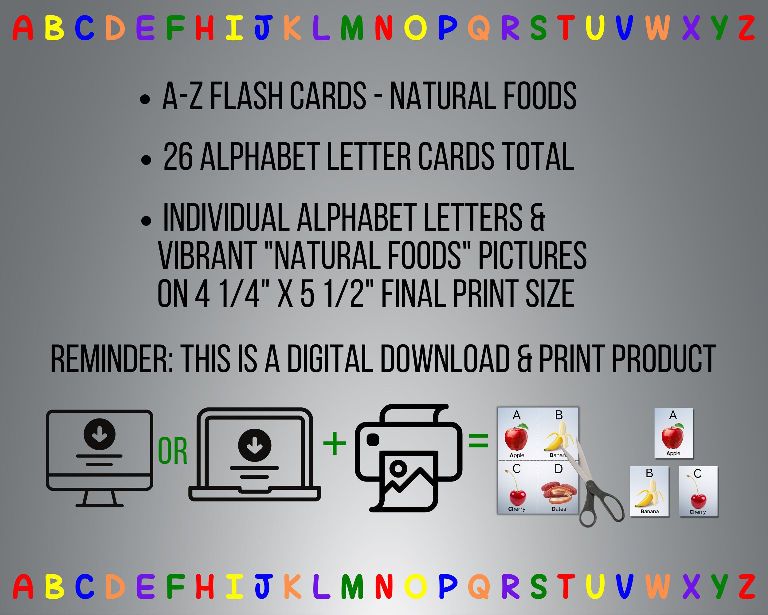 ABC Flash Cards | Alphabet Flashcards | Natural Foods | Education ...