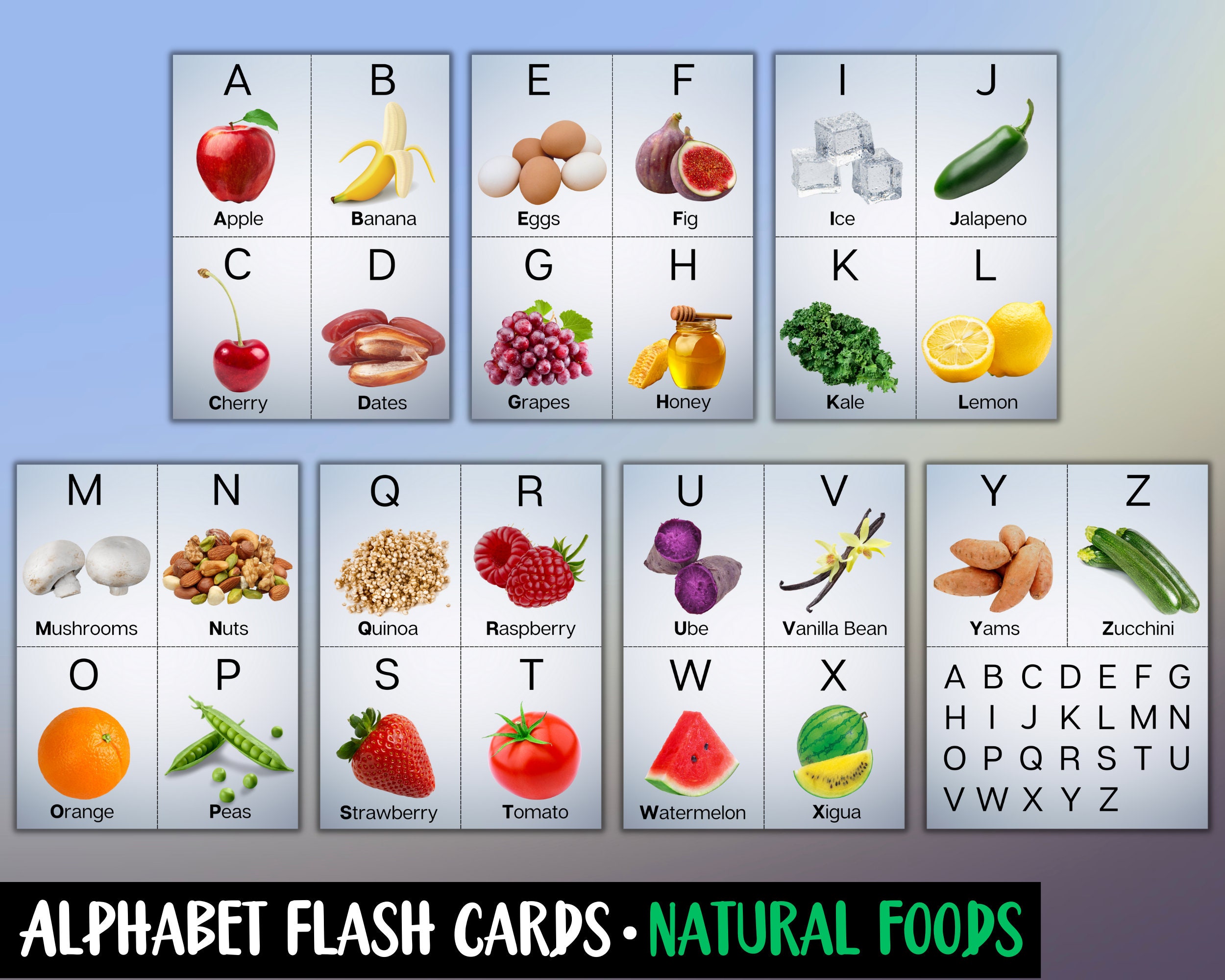 ABC Flash Cards | Alphabet Flashcards | Natural Foods | Education ...