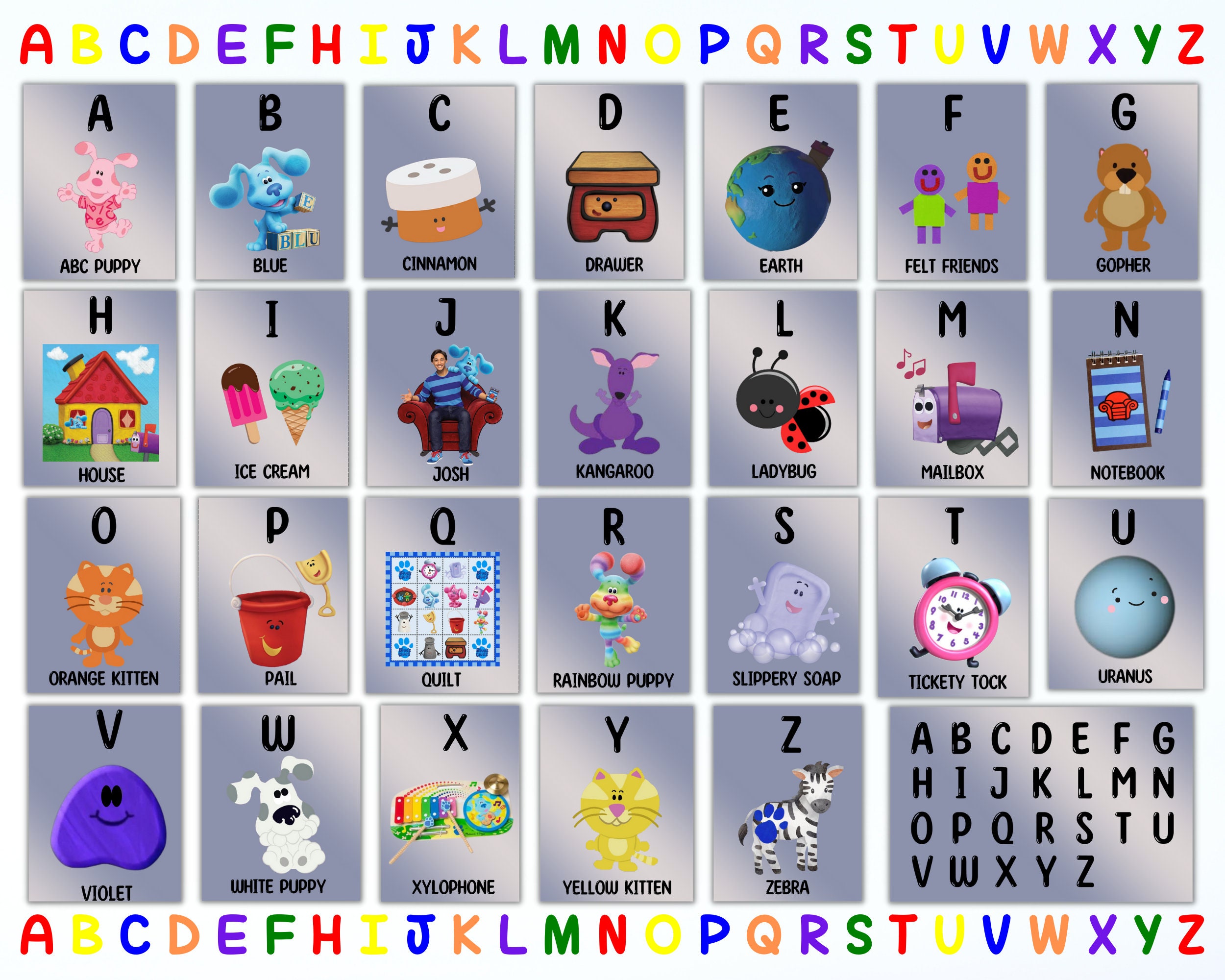 Blue's Clues ABC Flash Cards Alphabet Flashcards Learn - Etsy Singapore